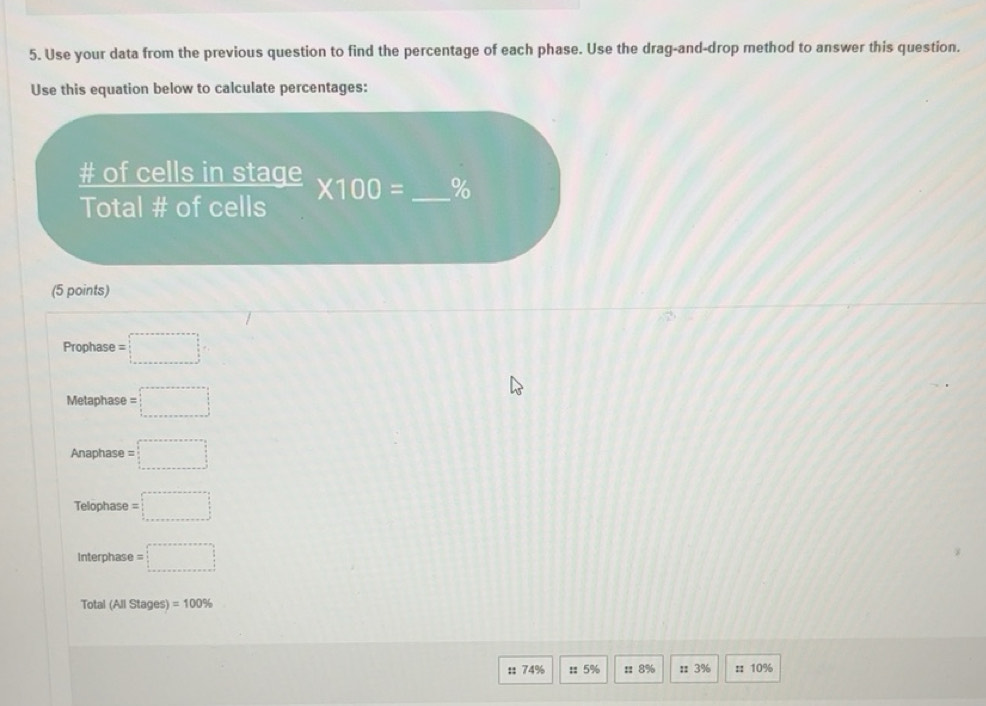 Solved: Use your data from the previous question to find the percentage ...