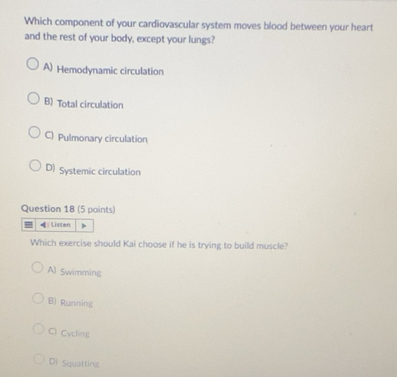 Solved: Which component of your cardiovascular system moves blood ...