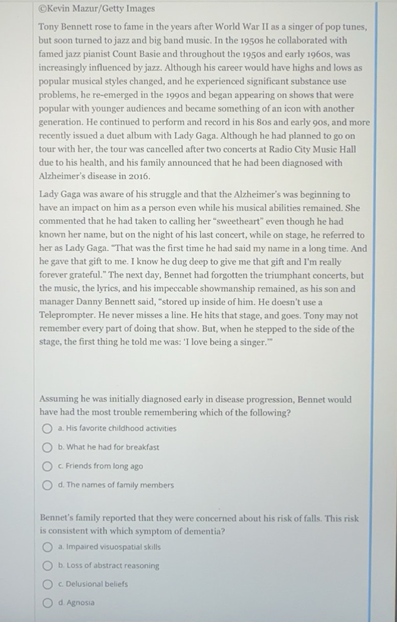 Solved: Kevin Mazur/Getty Images Tony Bennett rose to fame in the years ...