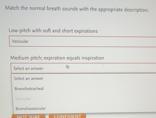 Solved: Match the normal breath sounds with the appropriate description ...