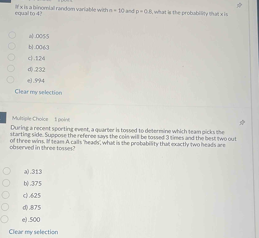 Solved: If x is a binomial random variable with n=10 and p=0.8 , what ...