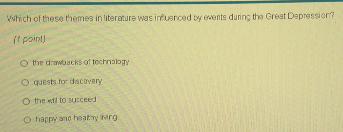 Solved: Which of these themes in literature was influenced by events ...