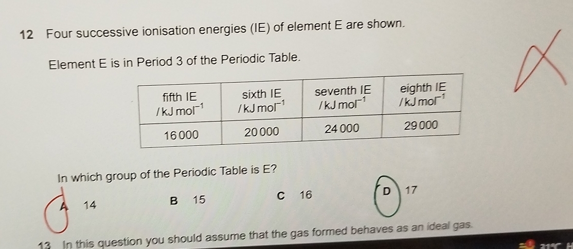 Solved: Four successive ionisation energies (IE) of element E are shown. Element E is in Period ...