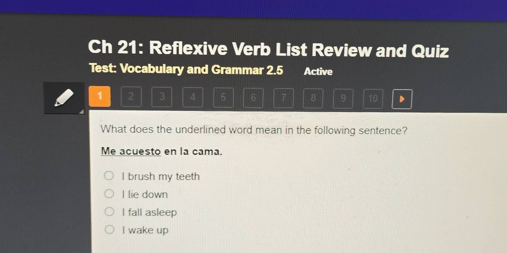 Solved: Ch 21: Reflexive Verb List Review and Quiz Test: Vocabulary and ...