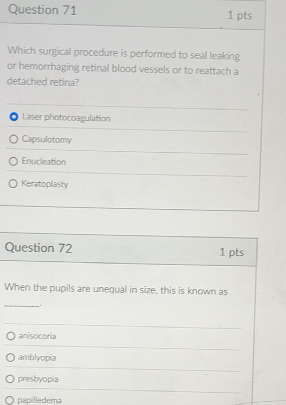 Solved: Which surgical procedure is performed to seal leaking or ...