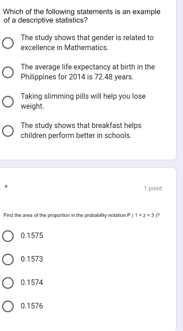 Solved: Which of the following statements is an example of a ...
