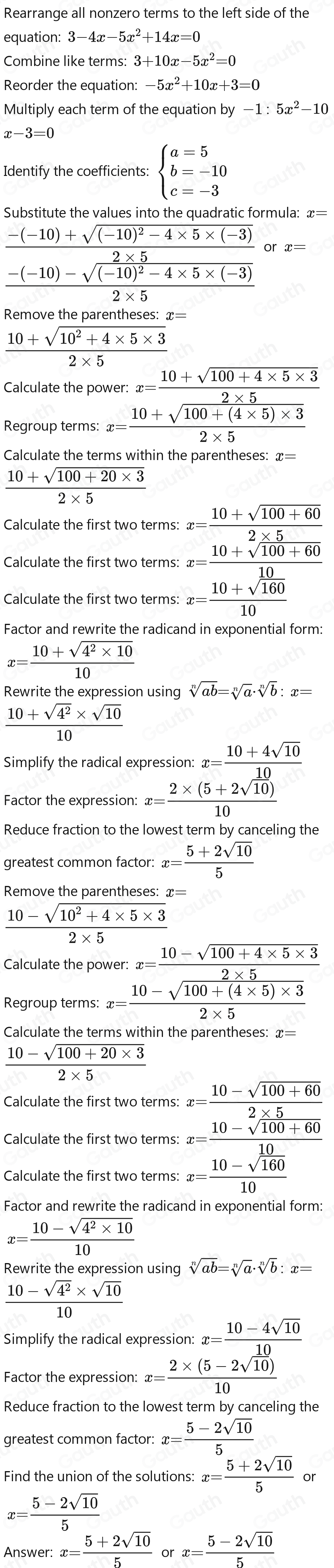 Solved: Which are steps in the process of completing the square used to solve the equation 3-4x ...