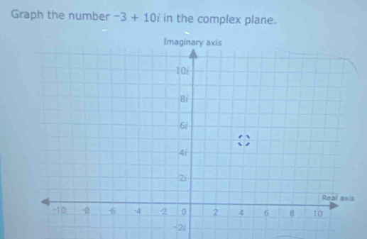 Solved: Graph the number -3+10i in the complex plane. [Math]