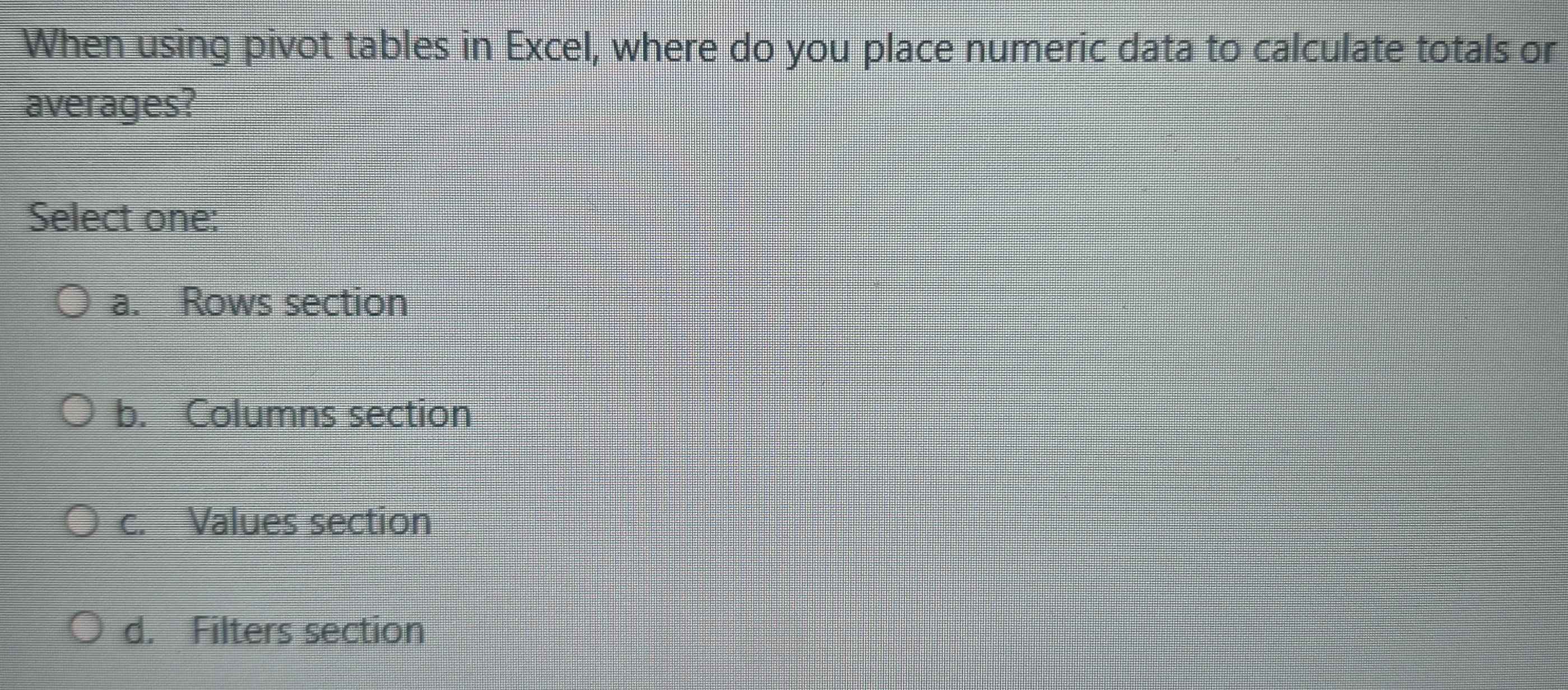Solved: When using pivot tables in Excel, where do you place numeric ...