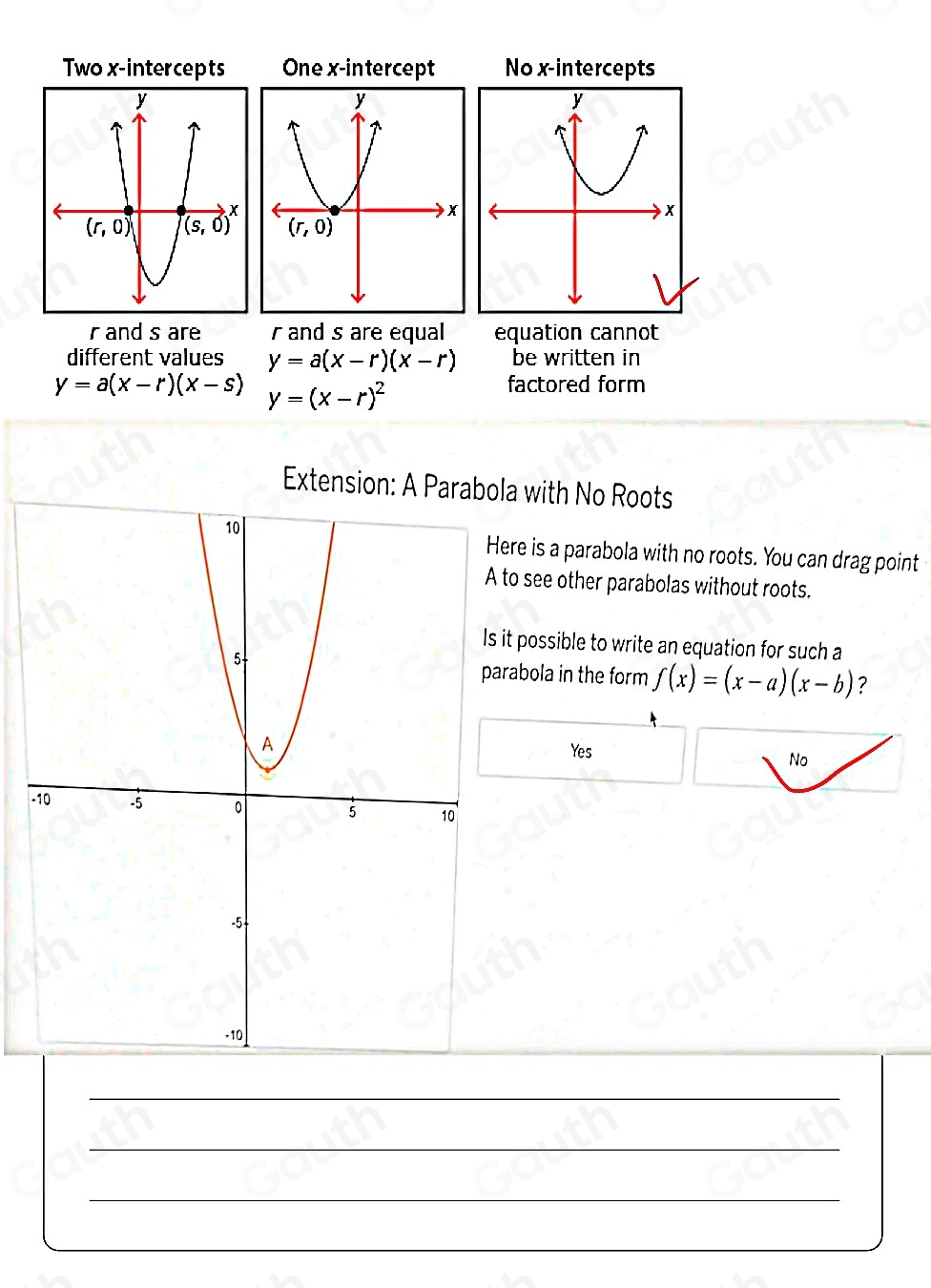 Solved: Extension: A Parabola with No Roots ere is a parabola with no ...