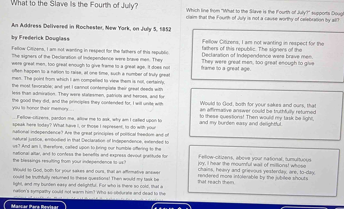 Solved: What to the Slave Is the Fourth of July? Which line from "What ...