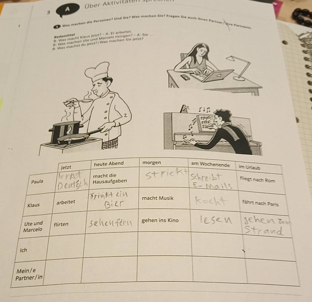 Gelöst:A Über A ktiv itate n Was machen die Personen? Und Sie? Was ...