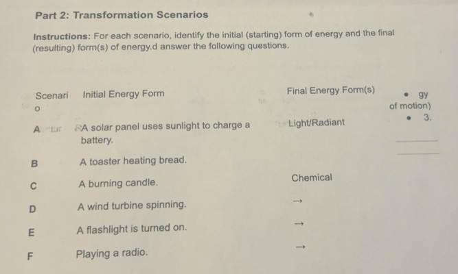 Solved: Transformation Scenarios Instructions: For each scenario ...