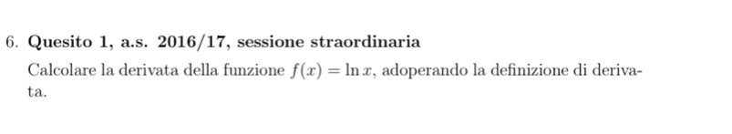 Risolto:Quesito 1, a.s. 2016/17, sessione straordinaria Calcolare la ...