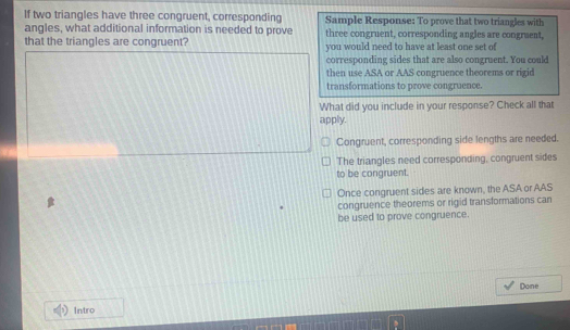 Solved: If two triangles have three congruent, corresponding Sample Response: To prove that two ...