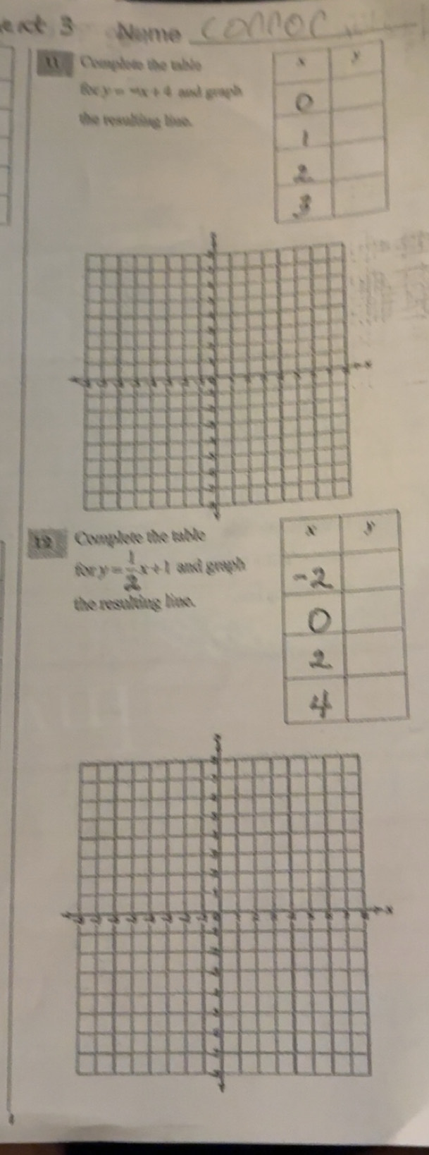 Solved: xt 3 Name Complete the table foc y=4x+4 and graph the resulting ...