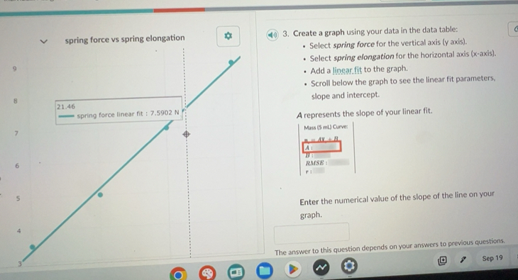 Solved: Create a graph using your data in the data table: C Select ...