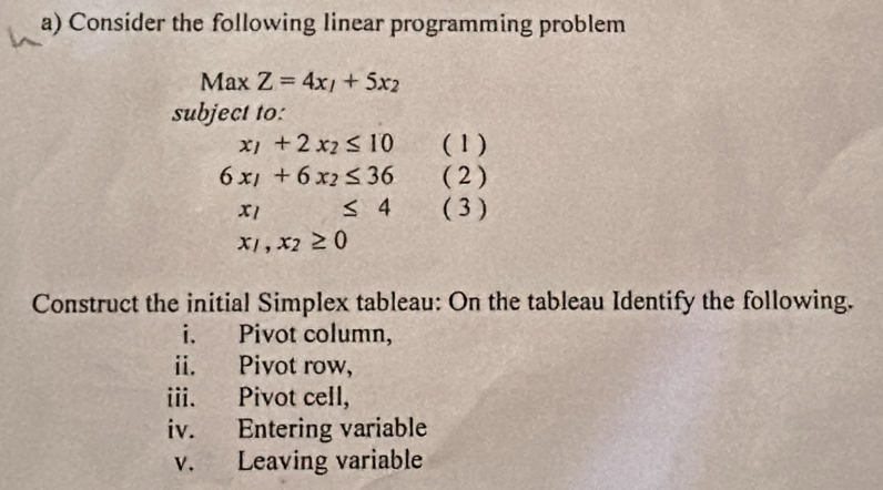 Solved: Consider the following linear programming problem Max Z=4x_1+5x ...