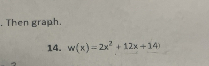 Solved: Then graph. 14. w(x)=2x^2+12x+14) [Math]