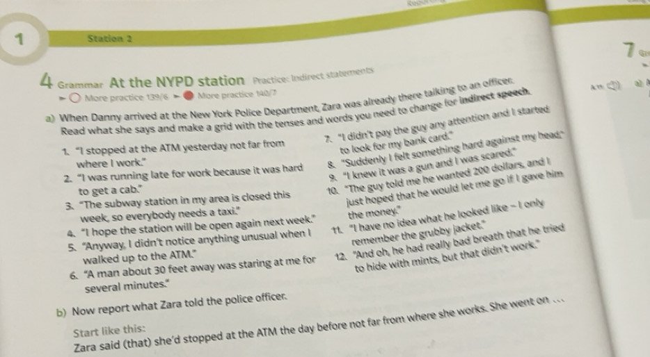 Gelöst:Rseszsas 1 Station 2 7 Grammar At the NYPD station Practice ...