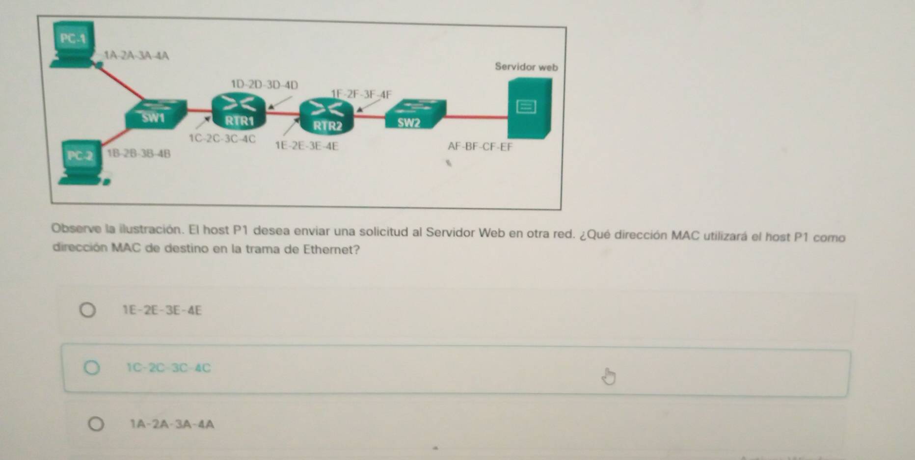 Resuelto:Observe la ilustración. El host P1 desea enviar una solicitud ...