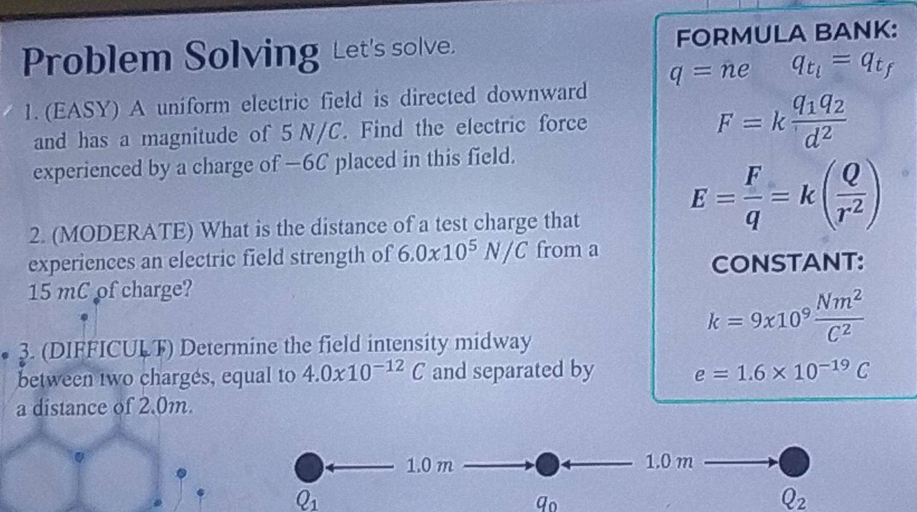 Solved: Problem Solving Let's solve. FORMULA BANK: ne q_t_l=q_t_f q= 1 ...