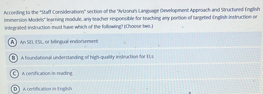 Solved: According to the ''Staff Considerations'' section of the ...