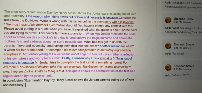 Solved: Add: "What about it? You haver Please avoid putting in a quote ...