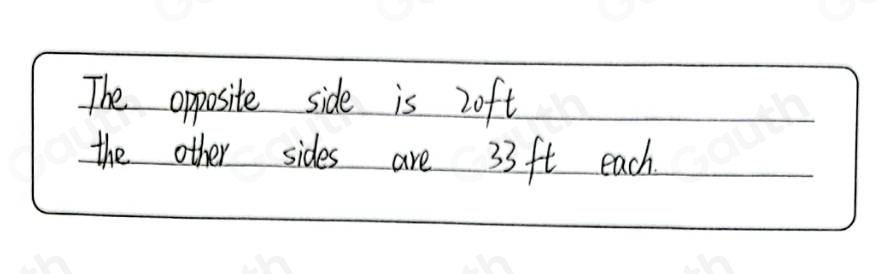 Solved: One side of a rectangular yard is bounded by the side of a ...