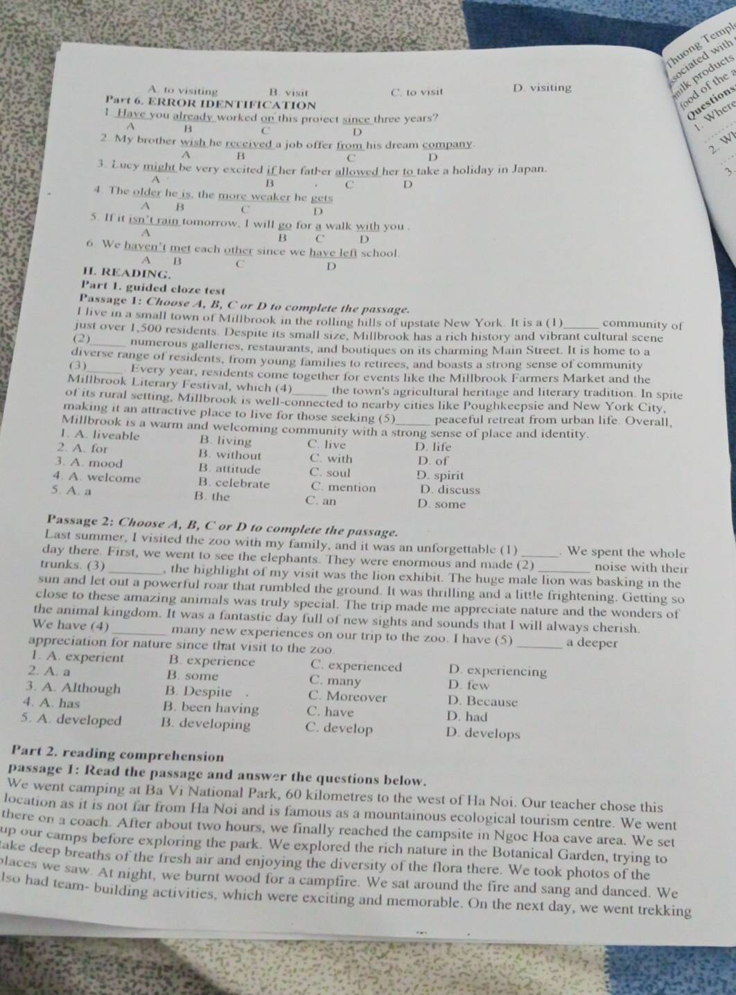 Giải quyết:Thương Temp sociated with A. to visiting B. visit C. to ...