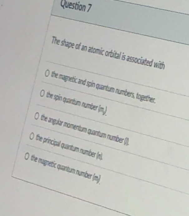 Solved: The shape of an atomic orbital is associated with () the ...