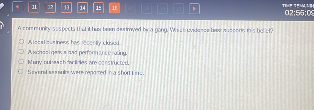 Solved: 11 12 13 14 15 16 17 16 19 20 TIME REMAININ 02:56:09 A ...