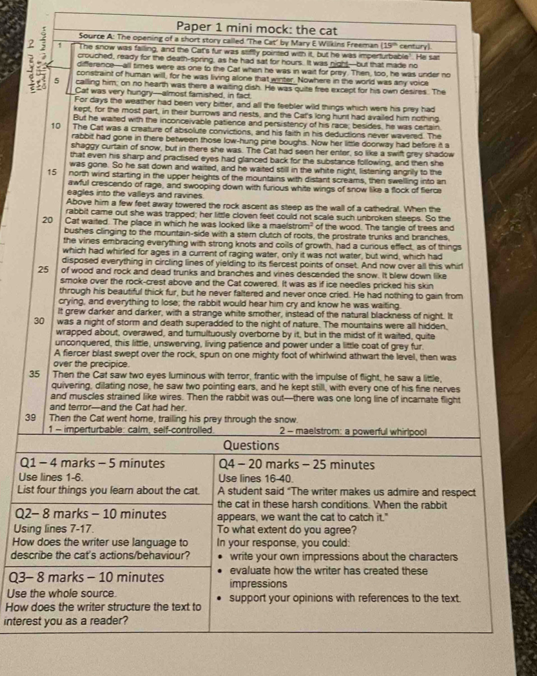 Solved: Paper 1 mini mock: the cat 2 4 3 39 Q1 Us List Q2 Usin How desc ...
