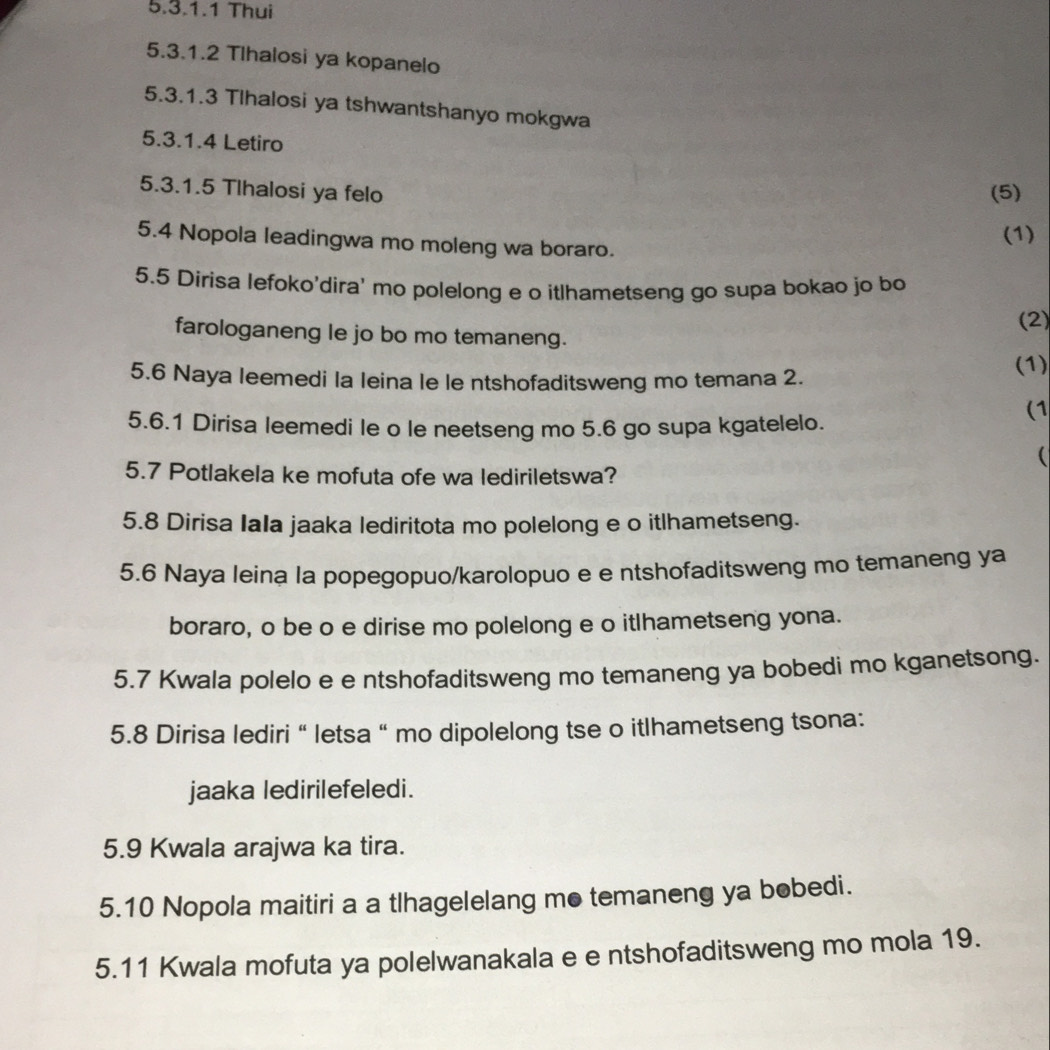 Solved: Thui 5.3.1. 2 Tlhalosi ya kopanelo 5.3.1. 3 Tlhalosi ya ...