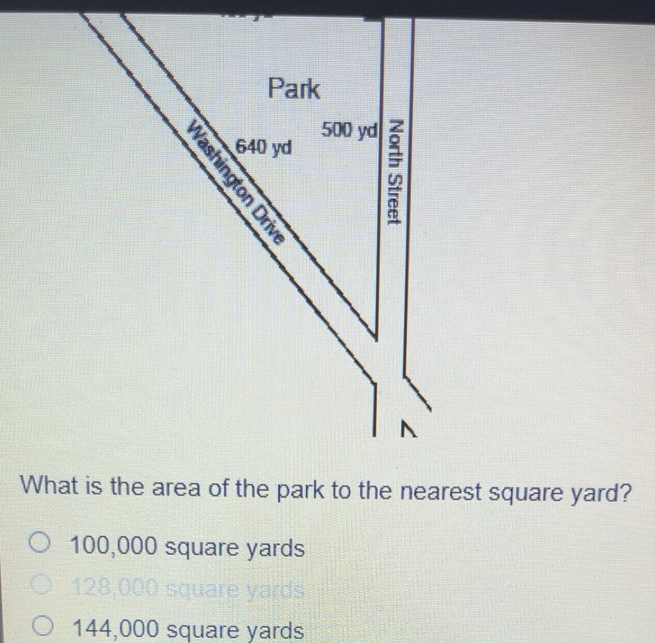 Solved: Park 500 yd 640 yd What is the area of the park to the nearest ...