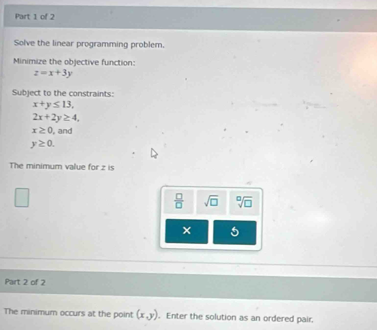 Solved: Solve the linear programming problem. Minimize the objective ...