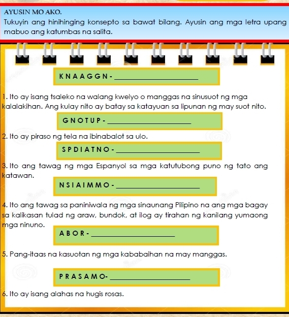 Solved: AYUSIN MO AKO. Tukuyin ang hinihinging konsepto sa bawat bilang ...
