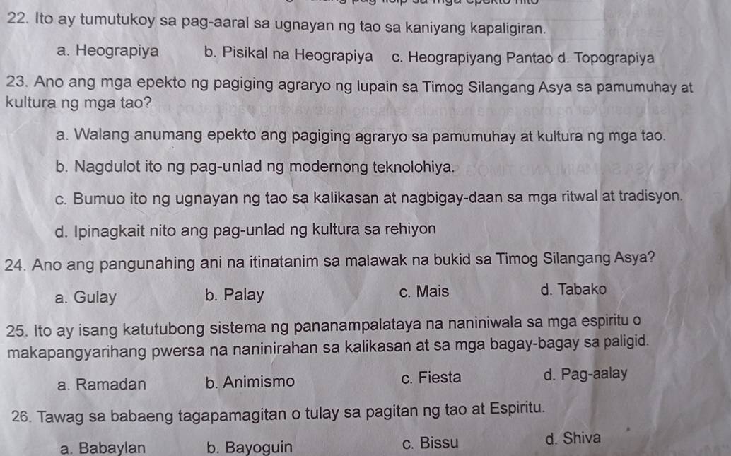 Solved: Ito ay tumutukoy sa pag-aaral sa ugnayan ng tao sa kaniyang ...