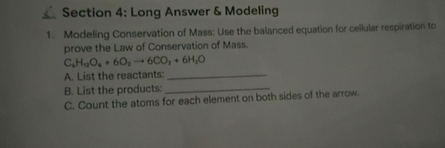 Solved: Long Answer & Modeling 1. Modeling Conservation of Mass: Use ...