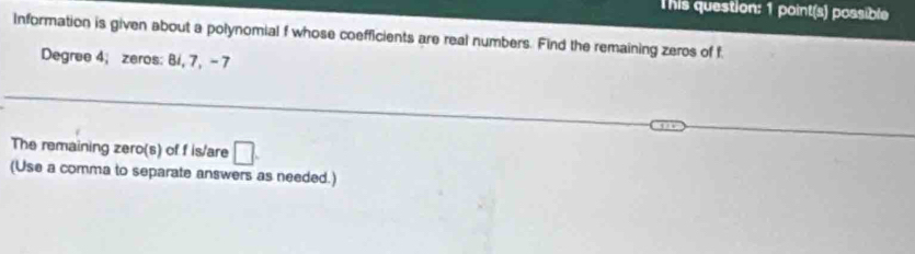 Solved: This question: 1 point(s) possible Information is given about a ...