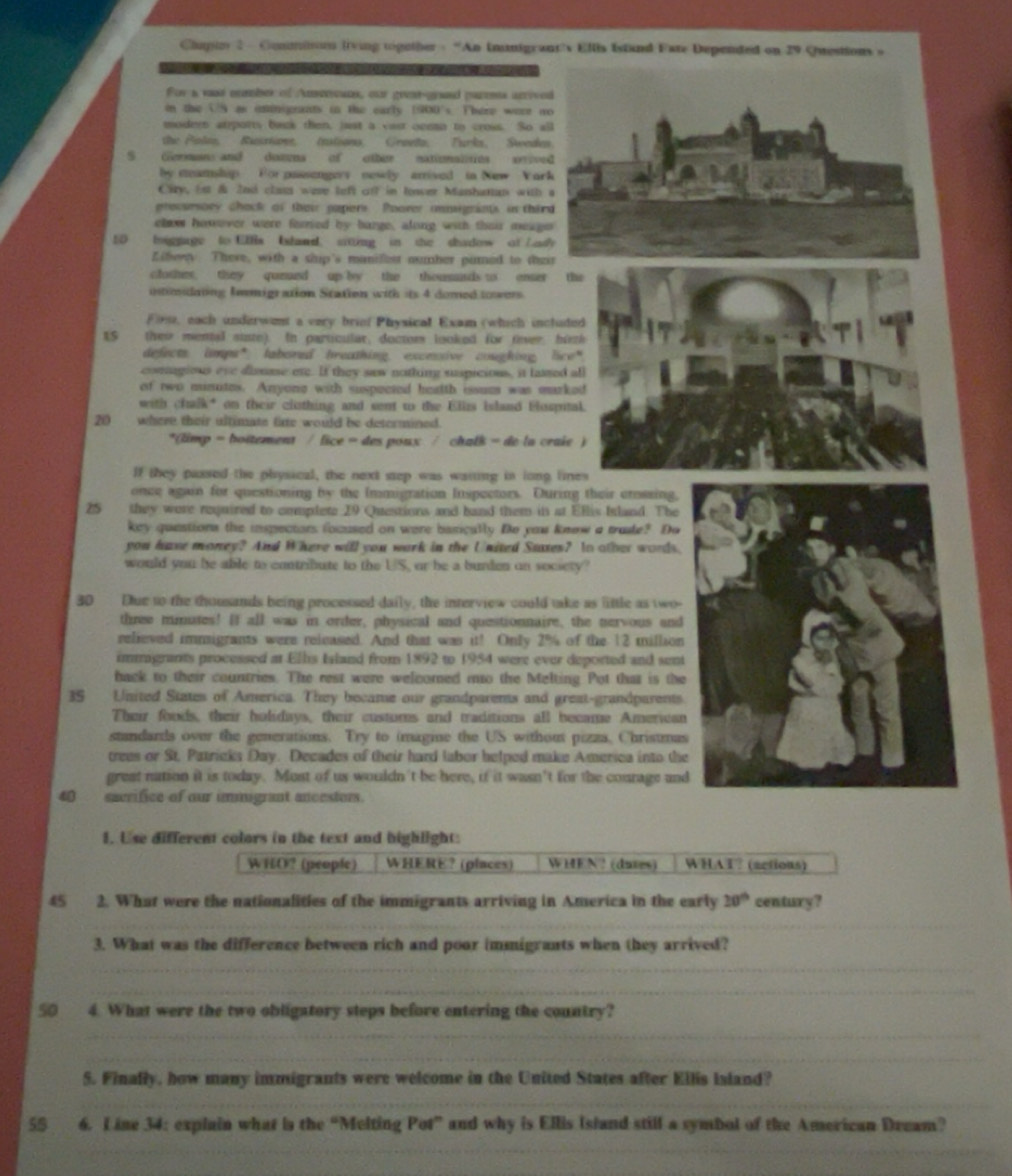 Résolu :Cupior 2 - Conmitonn living together - “An Imnigrant's Ellis ...