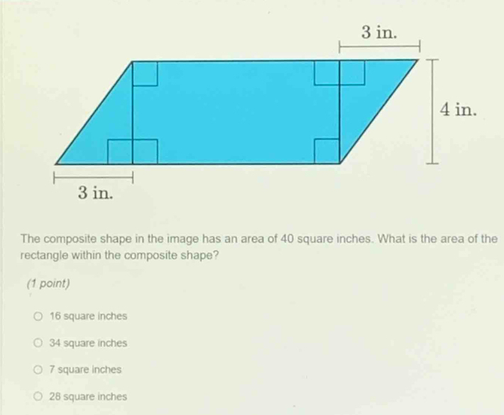 Solved: The composite shape in the image has an area of 40 square ...