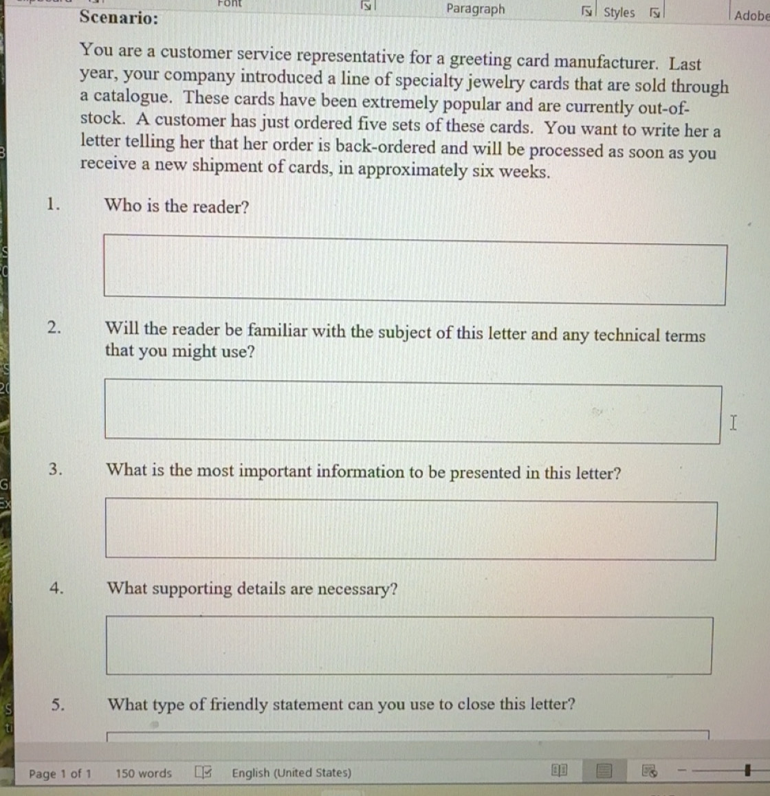 Solved: Font Paragraph Styles Scenario: Adobe You are a customer ...