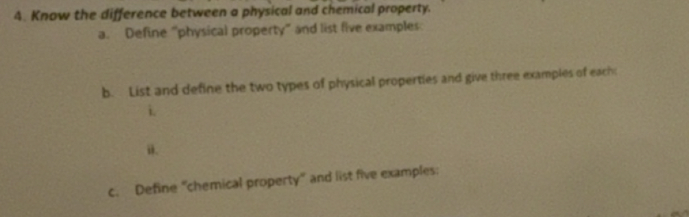 Solved: Know the difference between a physical and chemical property. a ...