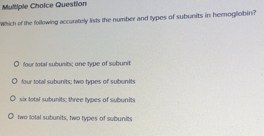 Solved: Question Which of the following accurately lists the number and ...