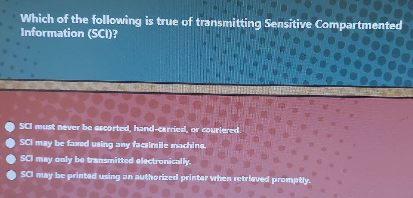 Solved: Which of the following is true of transmitting Sensitive ...