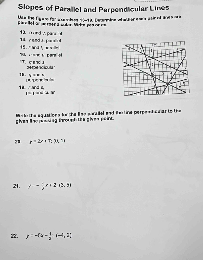 Solved: Slopes of Parallel and Perpendicular Lines Use the figure for ...