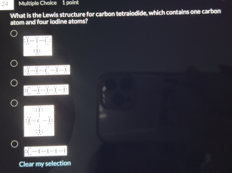 Solved: What is the Lewis structure for carbon tetraiodide, which ...