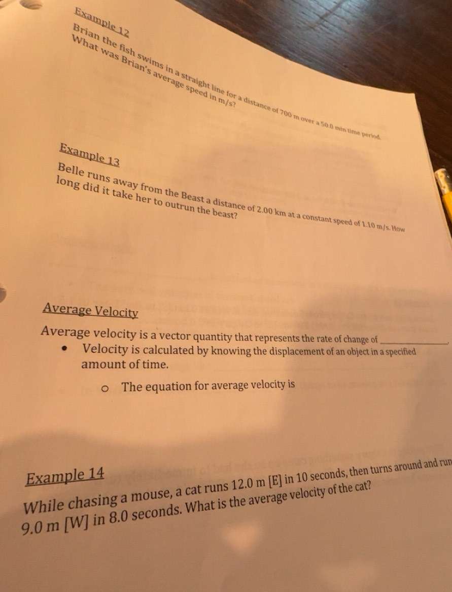 Solved: What was Brian's average speed in m/ Example 12 rian the fish ...