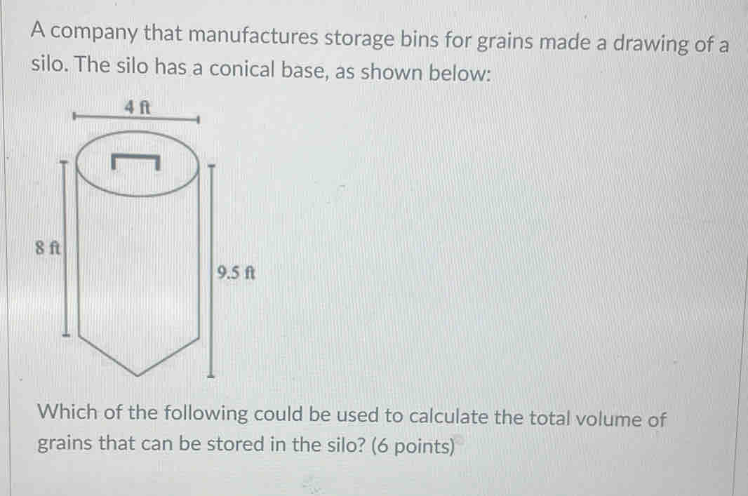 Solved: A company that manufactures storage bins for grains made a ...